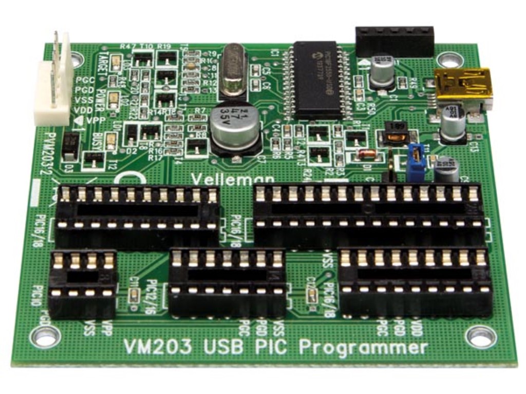 Velleman VM203: USB PIC® PROGRAMMER – Velleman – Wholesaler and developer of electronics