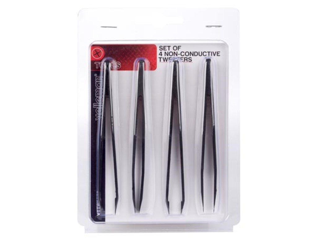 Velleman VTTWSET2: Set of 4 non-conductive tweezers, for safe precision work, black – Velleman ...