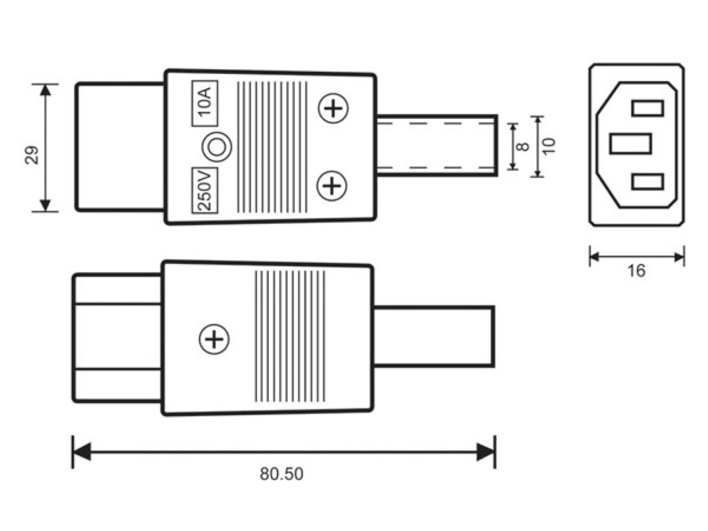 Velleman ACM1H: AC CONNECTOR MALE, CABLE-MOUNT TYPE -10A – Velleman ...