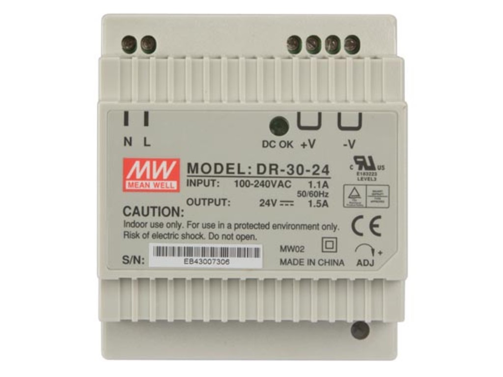 Mean Well DR-30-24: 30W SINGLE OUTPUT INDUSTRIAL DIN RAIL POWER SUPPLY ...