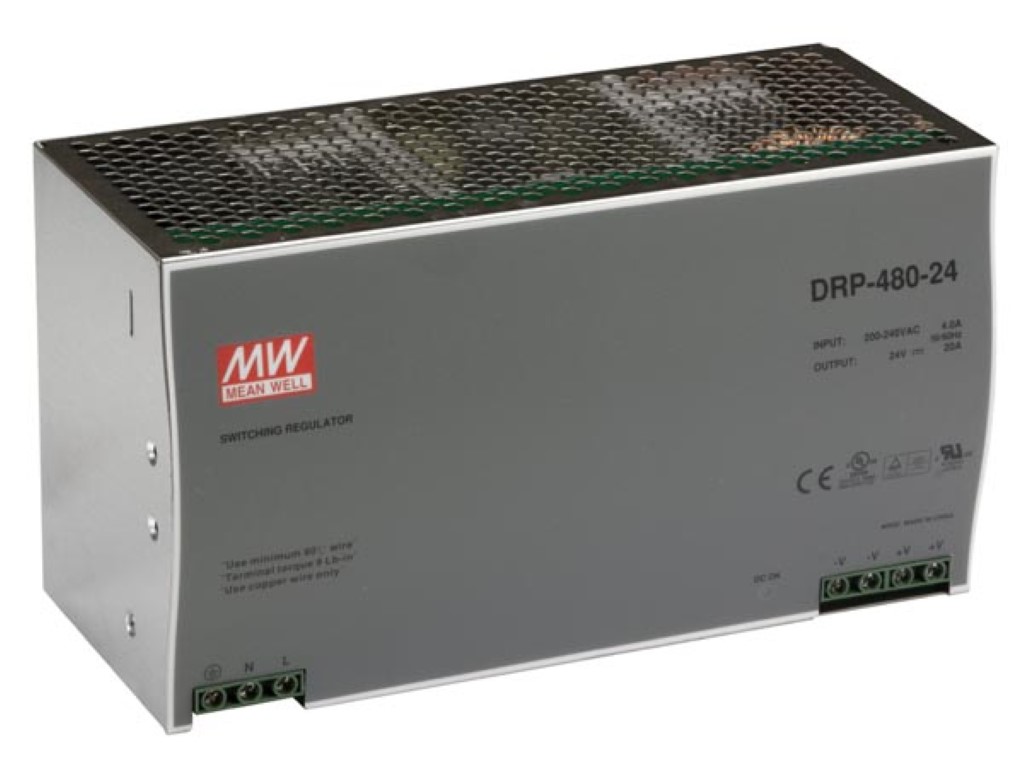 Mean Well DRP-480-24: 480W SINGLE OUTPUT INDUSTRIAL DIN RAIL MOUNT WITH PFC FUNCTION 24V - 20A ...