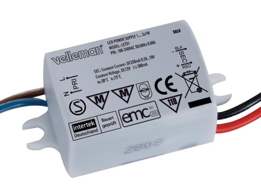 Velleman LET31: LED DRIVER FOR 1 TO 3 LEDS 1W - 350mA CURRENT SOURCE ...