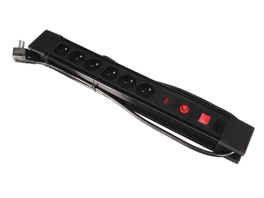 Perel EBP06SN: Power strip with switch, overload and surge protection ...