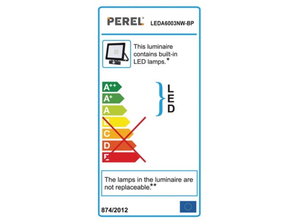 Perel LEDA6003NW-B: LED floodlight, 30 W, 2400 lm, 4000°K, neutral ...