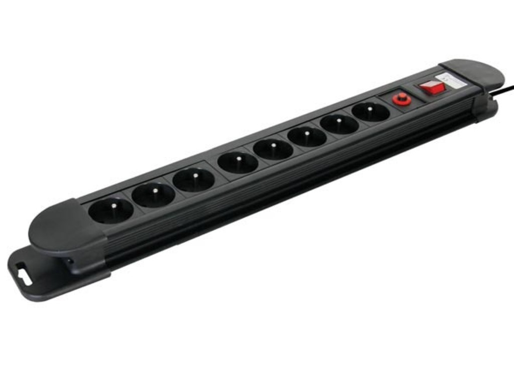 Perel EBP08N: Power strip with switch, overload protection, 8 outlets ...