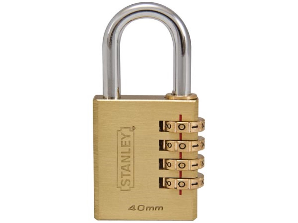 Stanley S742-053: STANLEY - COMBINATION PADLOCK - SOLID BRASS - 40 mm ...
