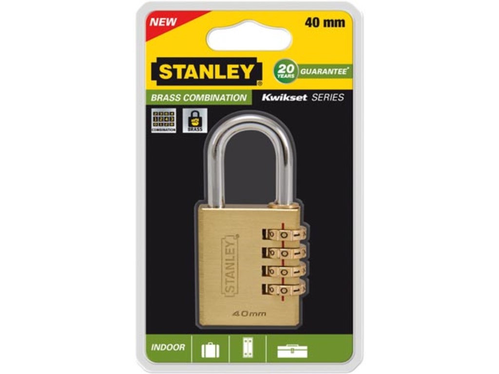 Stanley S742-053: STANLEY - COMBINATION PADLOCK - SOLID BRASS - 40 mm ...