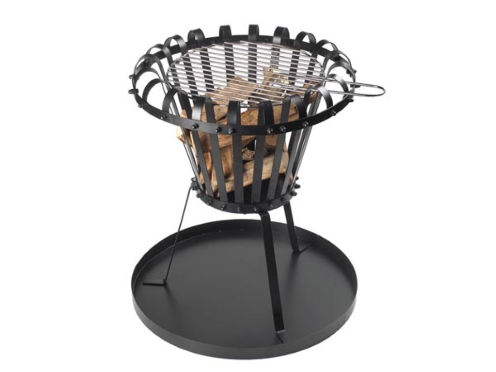 Perel BB650: Fire basket, with chromed grill, ash plate, round, 53.5 x ...