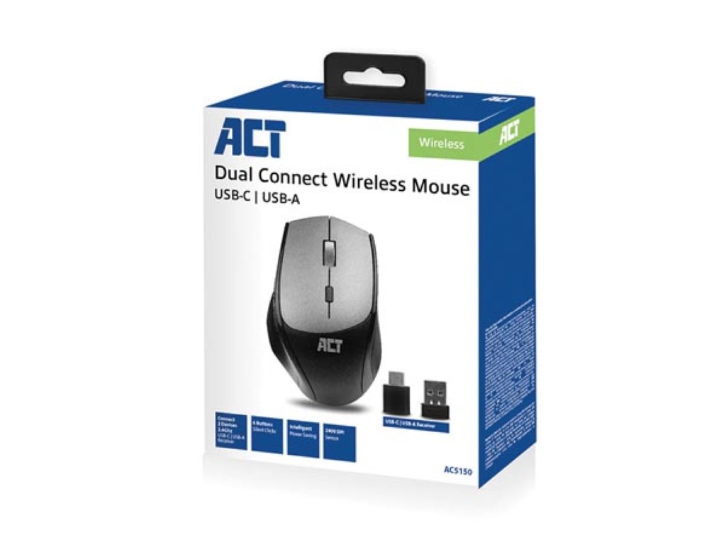 ACT ACTAC5150: Dual-connect wireless mouse USB-A & USB-C 1000/1600/2000 ...