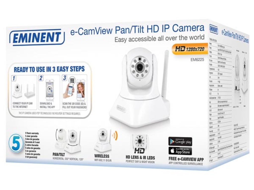 Eminent EM6225: EMINENT - E-CAMVIEW HD IP CAM PAN/TILT – Velleman – Wholesaler and developer of ...