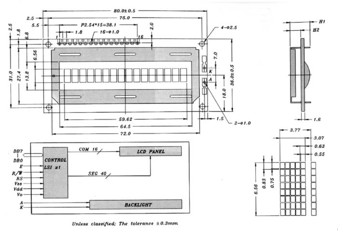 Powertip LCD1601ASL: SUPERTWIST LCD 16 x 1 - BACKLIGHT WITH YELLOW ...