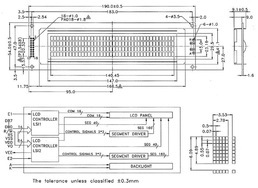 Powertip LCD4004ASL: LCD 40X4 SUPERTWIST YELLOW LED BACKLIGHT ...