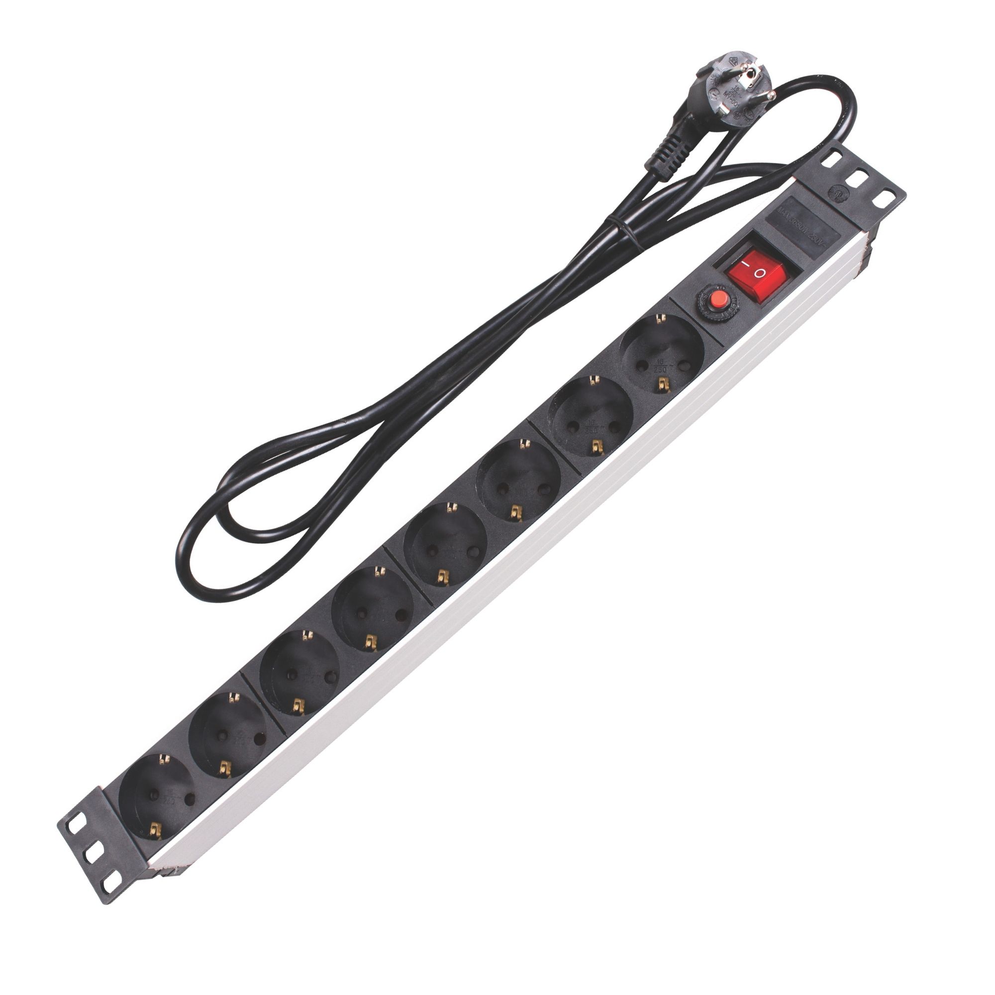 Perel EBP08PDU-G: PDU power strip with switch, overload protection, 8 ...