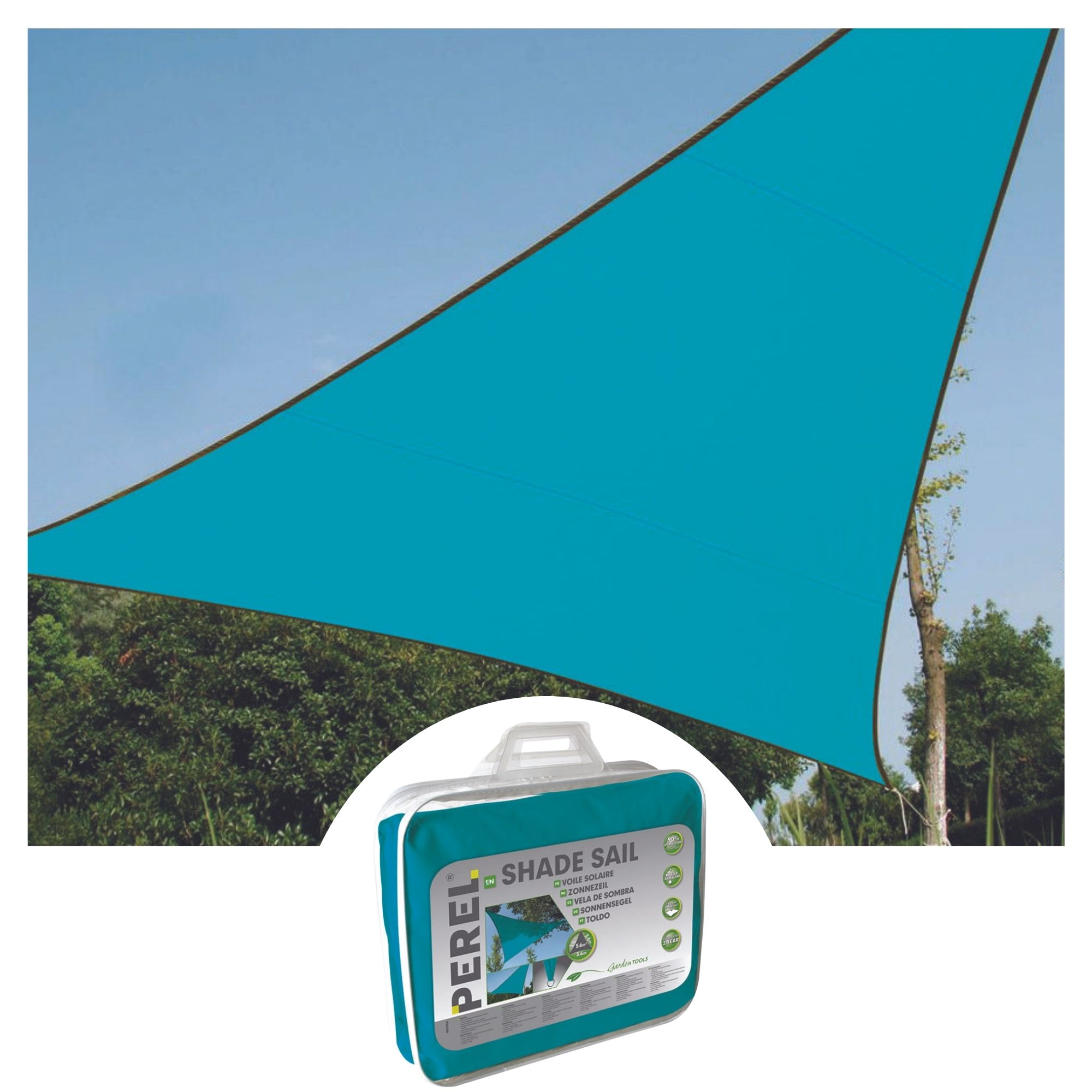 Perel GSS3360BL: Shade sail, water repellent, 3.6 x 3.6 x 3.6 m, 160 g ...